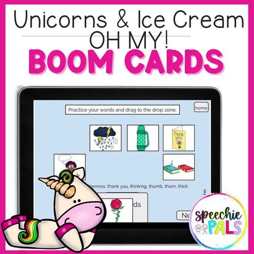 Articulation Unicorns & Ice Cream OH MY! Boom Cards TH by Speechie Pals