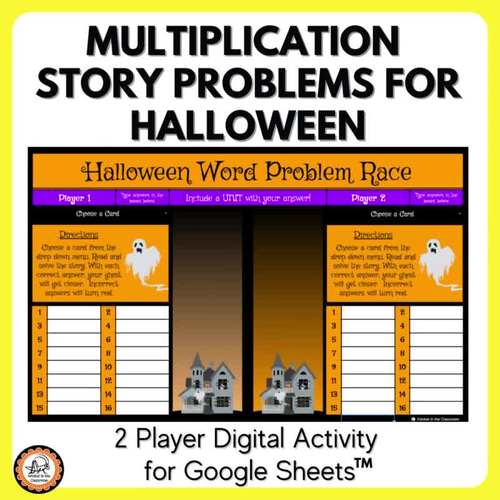 Halloween Word Problems Digital Activity for Google Sheets™ Grades 3-5