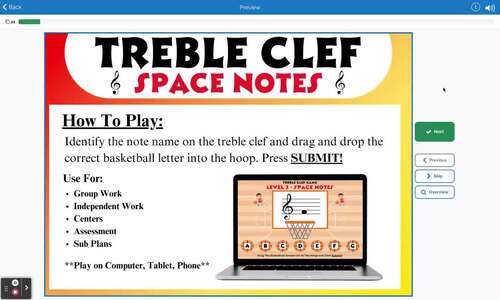 Basketball Treble Clef Digital Game - Level 3 Space Notes | Music Boom ...