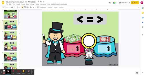 L'argent: Je compare les valeurs (jusqu'à 50$): Google Slides™ by Mme Bock