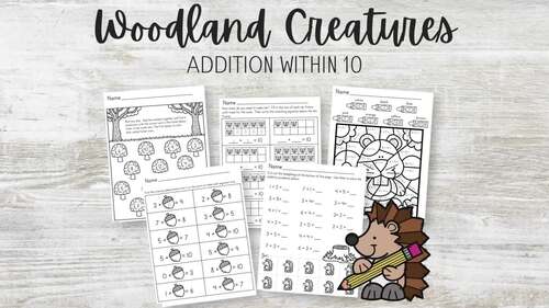 Math Addition within 10 | Woodland Forest Morning Work | Worksheets ...