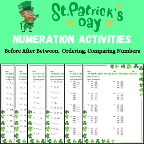 St. Patrick's Day Activities Before After Between, Ordering, Comparing ...