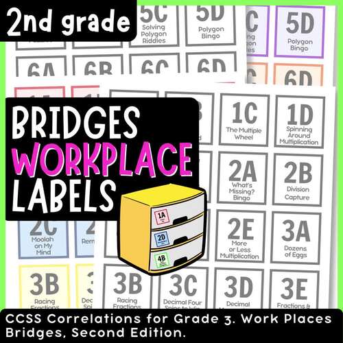 ️ Back to School Math Bridges workplace Classroom labels 2nd grade Bin ...