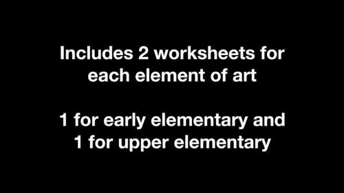 Elements of Art - 15 Art Worksheets with Slides and Posters for K-5 ...