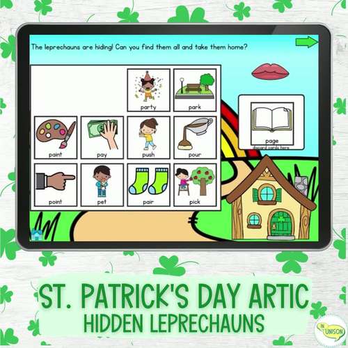 St. Patrick's Day Articulation Boom Cards™ Find Hidden Leprechauns P B T D