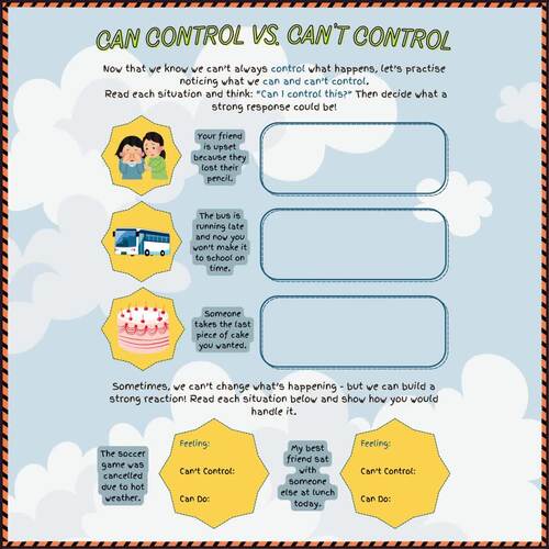 Can Control VS Can’t Control Social Story | Resilience SEL Emotional ...