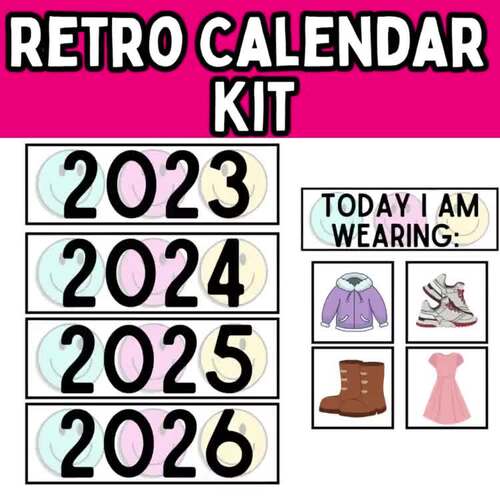 Groovy Retro Calendar Kit l Circle Time Visuals l SEL Morning Meeting ...