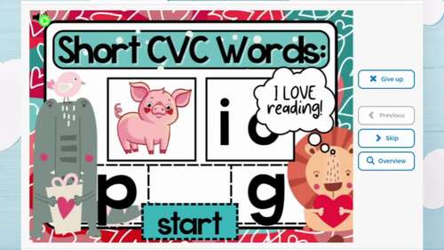 #XOXOBoom KINDERGARTEN VALENTINE'S DAY CVC Words 20 BOOM CARDS | TPT
