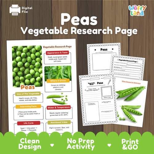Peas Vegetable Research Project | Plant Science Activity | Healthy Eating