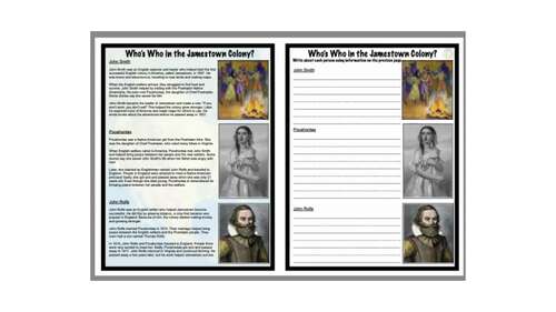 13 Colonies History Board Games #1 -Jamestown Colony (printable, social ...