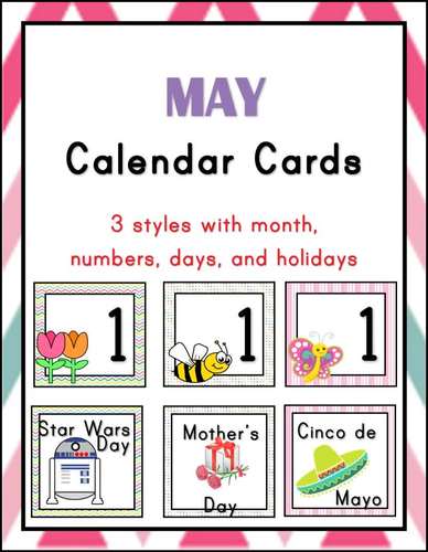 May Calendar Cards by Cindy's Treasures | TPT