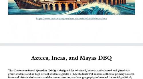 No Prep Aztecs, Incas, and Mayas DBQ by PBL History & Civics | TPT