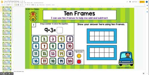 Ten Frames Digital Math Game for Google Slides PowerPoint Seesaw Activities