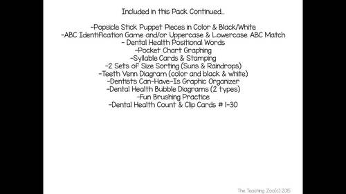 Dental Health Learning Unit by Special Education Clubhouse | TPT