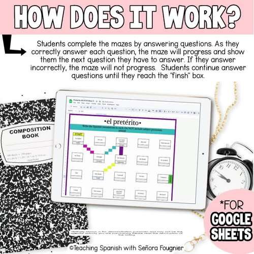 Spanish Present Tense Ar Er Ir Verbs Digital Self Checking Mazes Google ...