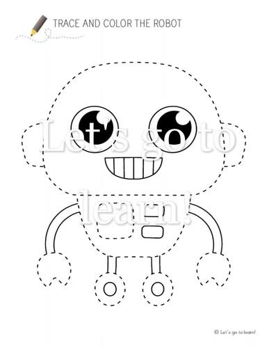 Robots, Trace and Color Worksheets, Coloring Pages, Tracing Practice, Prewriting