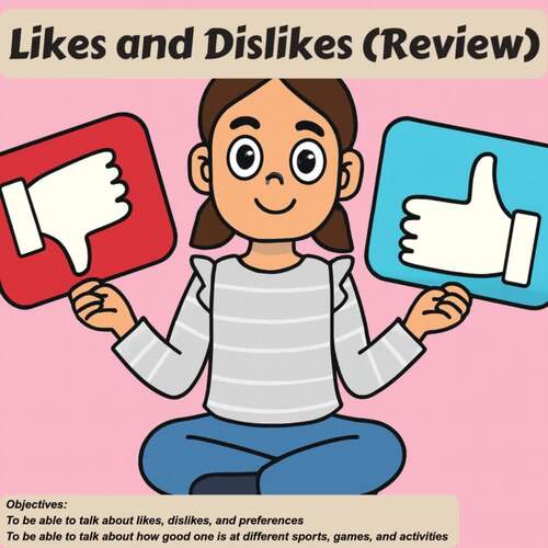 ESL Speaking & Grammar Activities: Likes and Dislikes Review PDF ...
