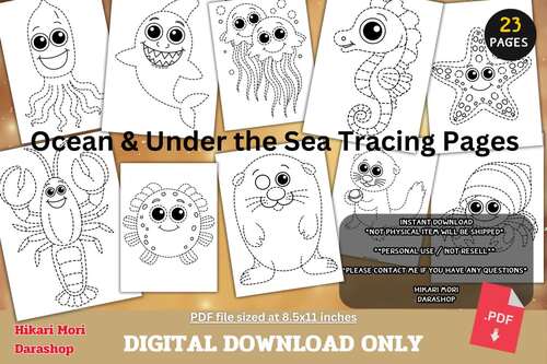 Ocean & Under the Sea Tracing Pages | 23 Fun Pre-Writing Worksheets for ...