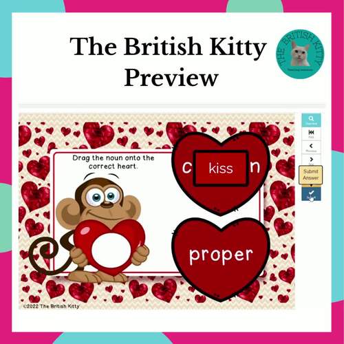 Valentine's Day Monkey Common and Proper Nouns Boom Cards™ by The ...