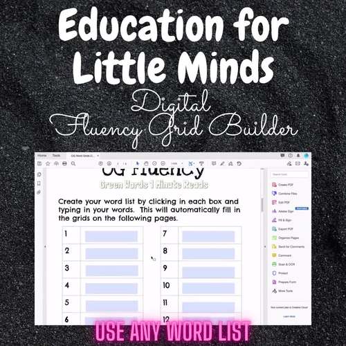 Editable Fluency Grid Reads for ANY Word List by Education for Little Minds