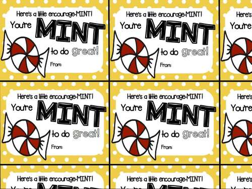Mint Testing Encouragement Treat Tag- Here's a little encourage-mint!