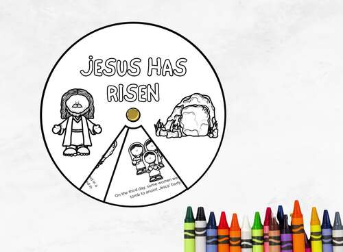Jesus Has Risen Easter Bible Lesson Spinning Wheel, Sunday School Craft