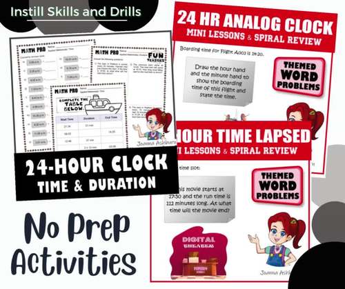 24 Hour Clock Conversions and Elapsed Time Practice and Review ...