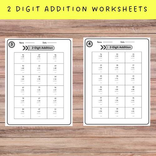 2-Digit Addition Worksheets with Answer Keys | No Prep Math Practice