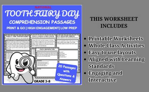 Tooth Fairy Comprehension Passages | 20 Readings with Q&A | Grades 2–6