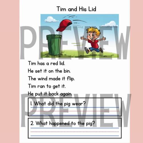 CVC Reading Passages Short I Stories Phonics, Fluency & Comprehension