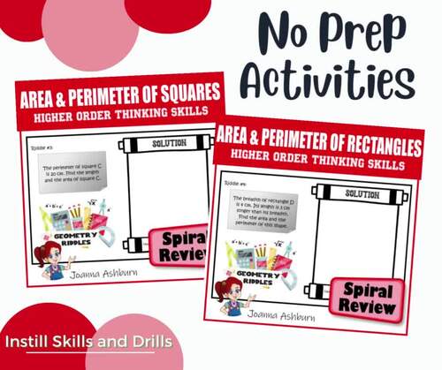 Area and Perimeter of 2D Shapes Spiral Review Task Cards BUNDLE | TPT