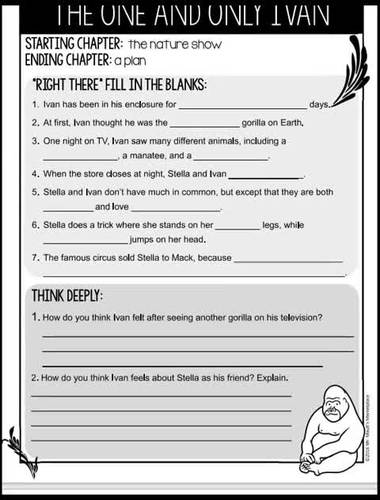 The One and Only Ivan Novel Study | A Book Study for Grades 3-6 ...