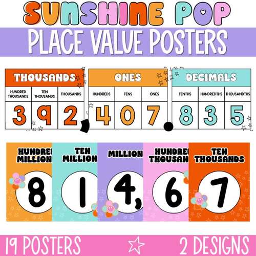 Place Value Posters, Place Value Wall Display, Retro Groovy Disco Math ...