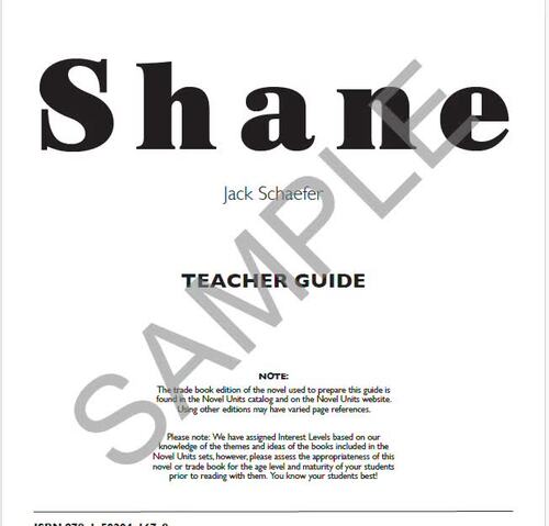 Shane Novel Units® Teacher Guide Novel Study | TPT