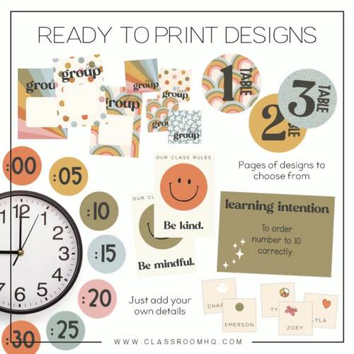 RETRO REWIND Classroom Labels + Signs Pack | Retro Classroom Decor