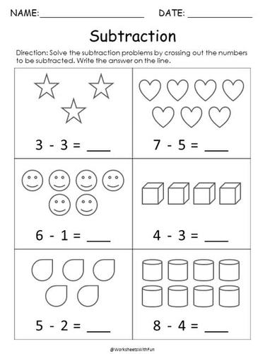 Subtraction Within 10 Worksheets, Kindergarten Math, Morning Work, T-280