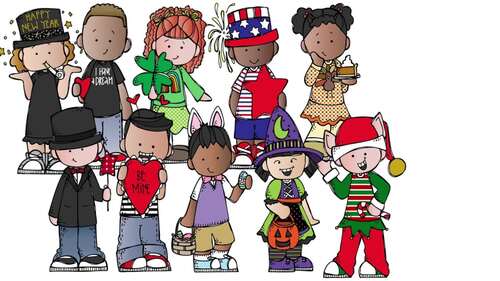 Holiday kidlettes clip art, costume clip art, birthday clip art COLORED ...