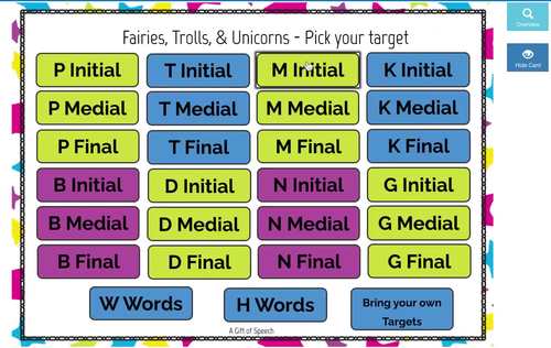 Articulation NO PREP Boom Cards™ Unicorns & Fairies early developing sounds