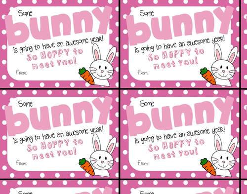 Bunny-Themed Beginning of Year (BOY) Gift Tag- Some BUNNY is going to ...