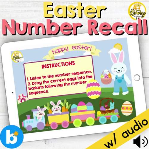 Easter Number Recall Auditory Sequential Memory Boom Cards by Teacher Kimmy