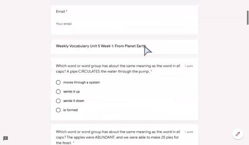 4th Grade MyView Literacy Unit 5 Week 1 Google Form Quiz Assessment ...