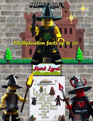 Multiplication Facts up to 20 Part#3-Minecraft Cross Math Puzzle