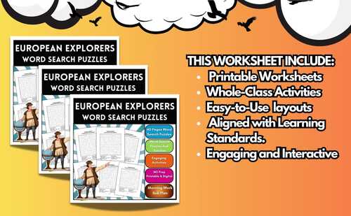 Fun European Explorers Word Search Activities Morning Work 4th,5th,6th ...