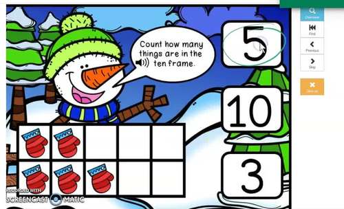 Winter ten frame match boom cards by Murphys lesson design studio