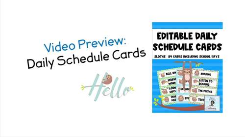 Daily Schedule Cards with Sloths Editable by There's No Crying In Teaching