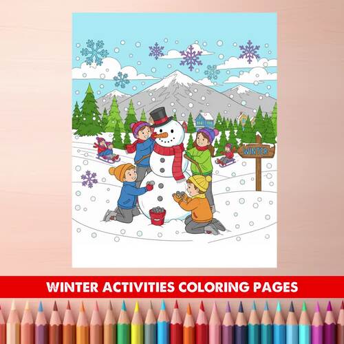 50 Winter Coloring Pages - Kids & Adults Christmas Activity by Maya Studio