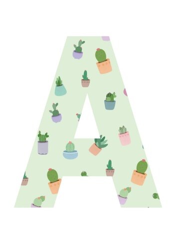 Cactus Plant Print | A-Z 0-9 Decor | Printable Bulletin Board | Letters ...