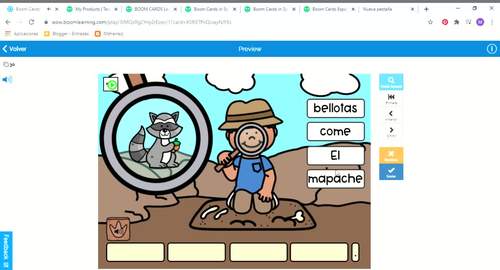 Boom Cards: ORACIONES REVUELTAS | Reading Comprehension in Spanish