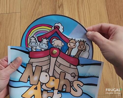 Noah's Ark Kids Printable Coloring Wheel Craft, Flood & Rainbow Genesis 6-9