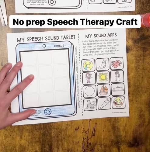 My Speech Tablet No Prep One Page Speech Therapy Craft by Panda Speech